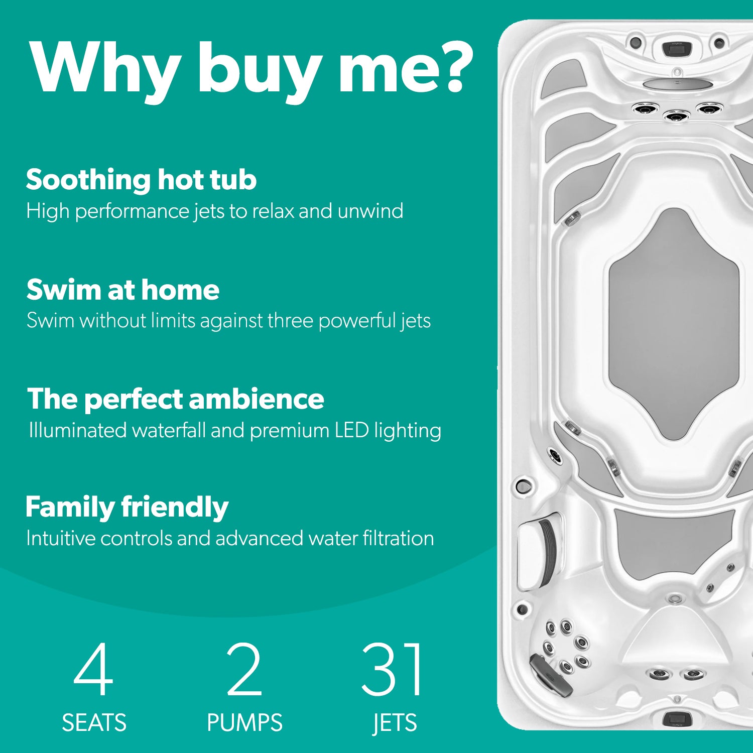 Jacuzzi® PowerActive™ J-16™ Swim Spa | Outdoor Living